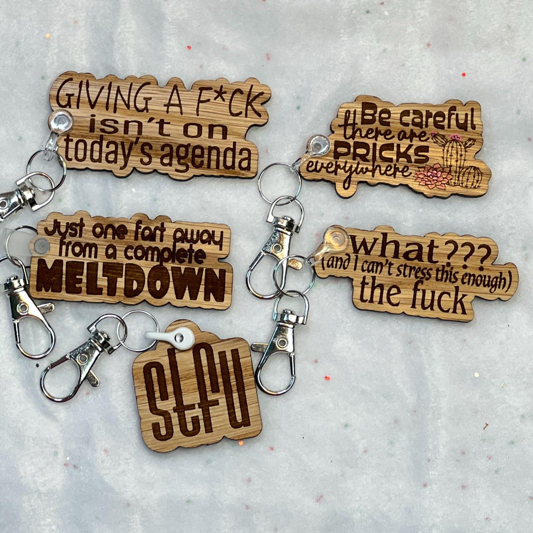 Rude Humor Laser Engraved Wooden Keychains - Etsy