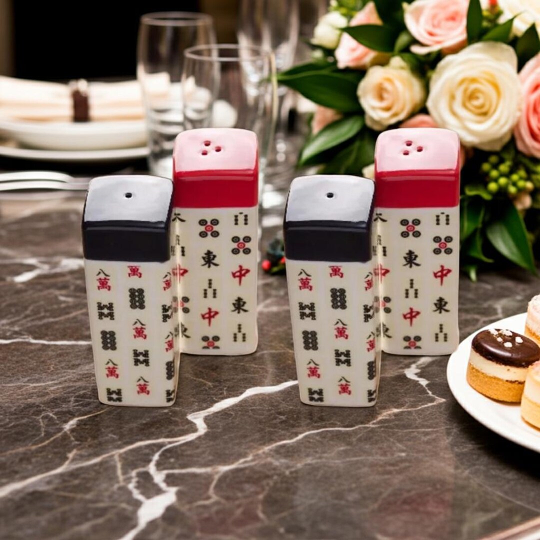 Mah Jongg Salt & Pepper Shaker Duo 2 Ceramic Shaker Sets - Etsy