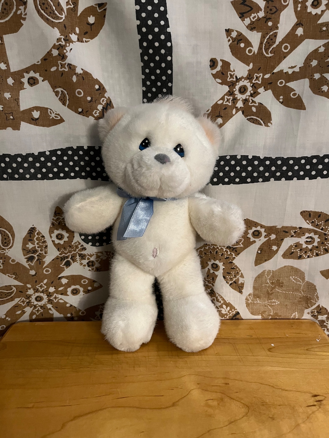 White Polar Teddy Bear Plush Doll Cute Stuffed Animal Bow Tie Ribbon ...