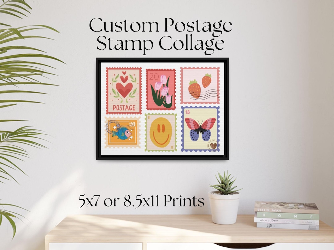 Custom Postage Stamp Collage Art Print - Etsy