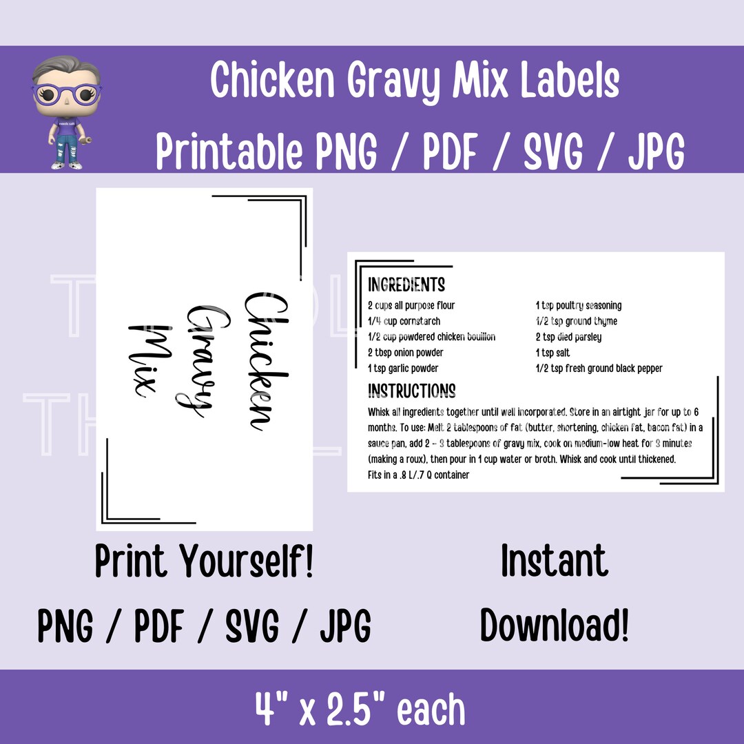 Chicken Gravy Mix Pantry Labels PNG / SVG Print at Home Organization - Etsy