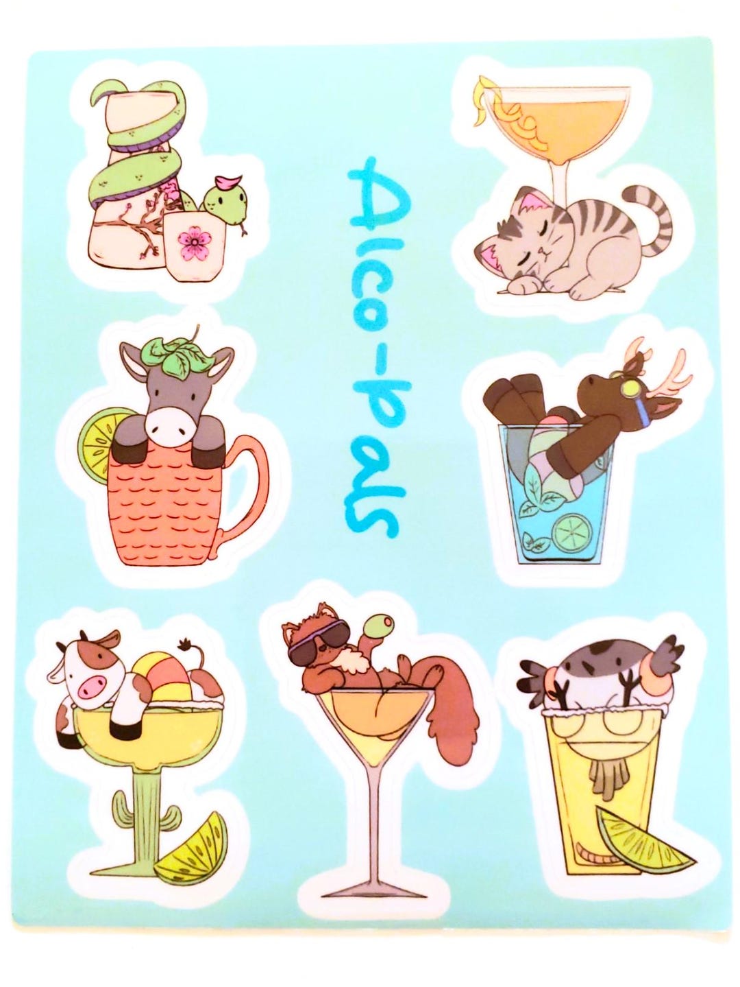 Alco-pals Animal Cocktails Sticker Sheet - Etsy