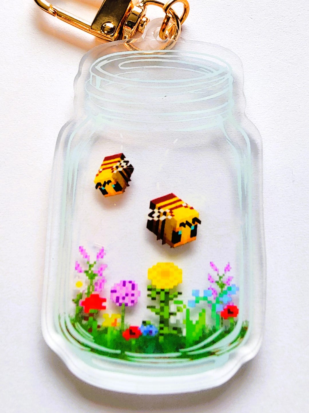 Fan-made Minecraft Bee Jar Keychain Charm - Etsy