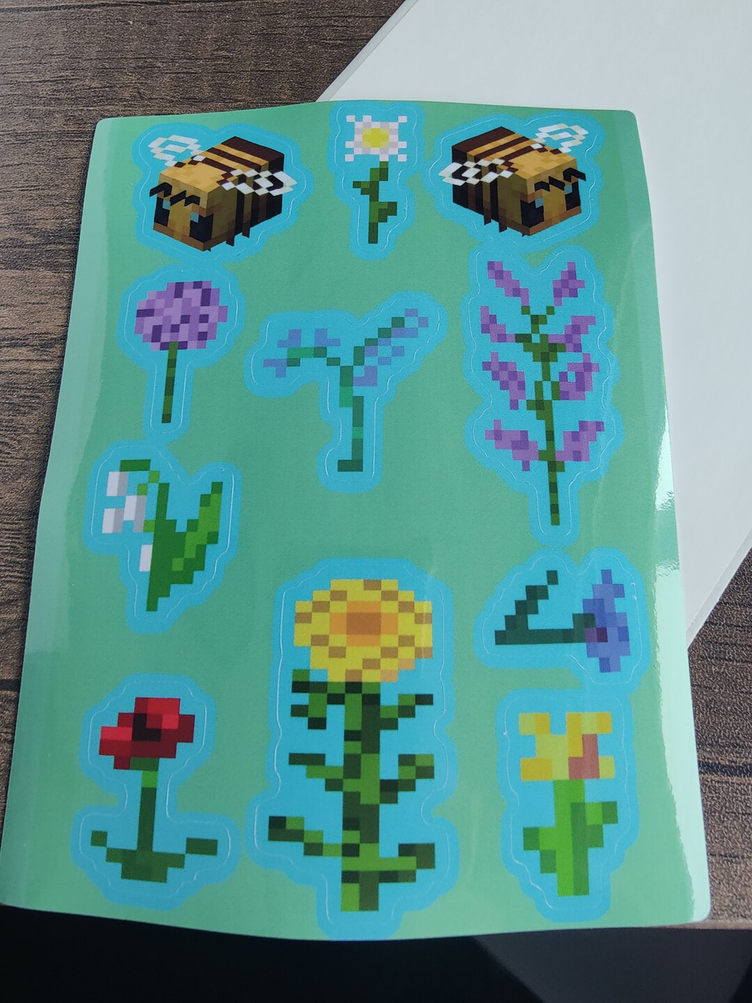 Flower and Minecraft Bee Sticker Sheet Unofficial Fanart - Etsy