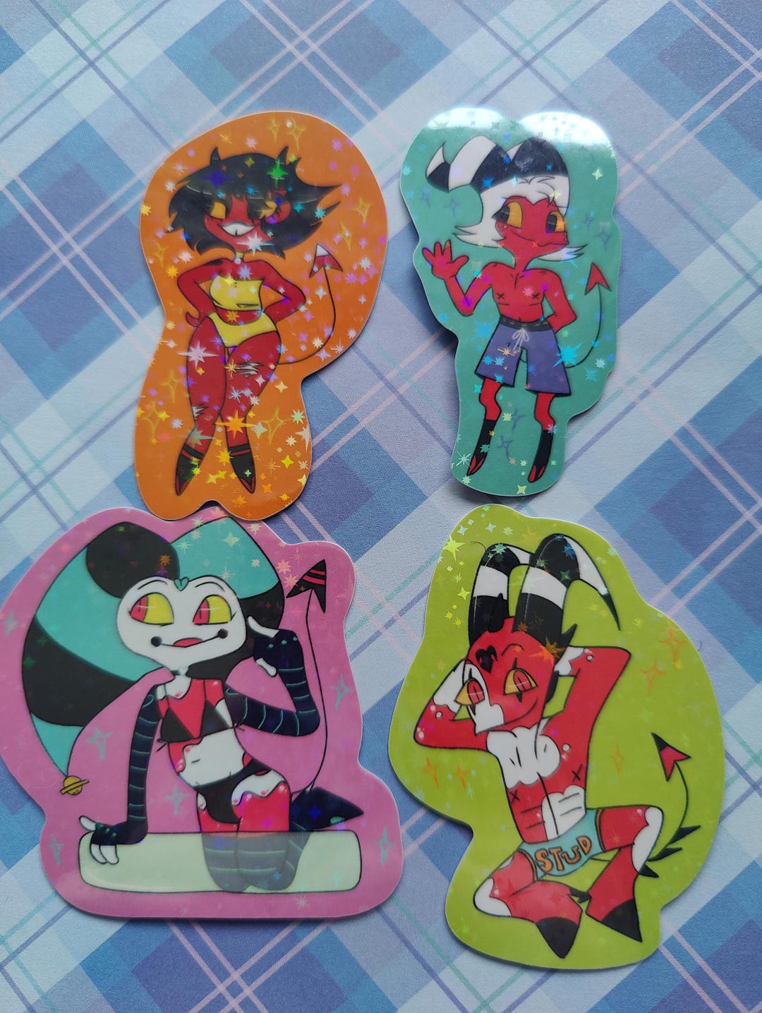 Holo Helluva Boss Summer Swim Fiz Moxxie Millie Blitzo 2.5 Inch Sticker ...
