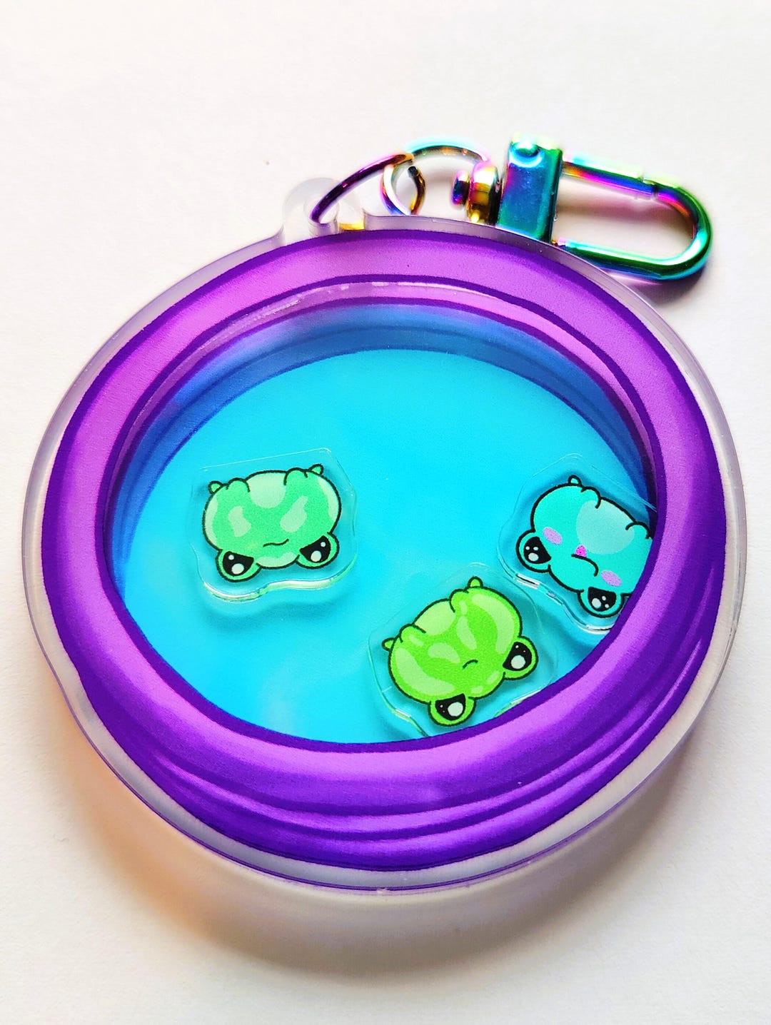Froggy Swimming Pool Shaker Charm Keychain - Etsy