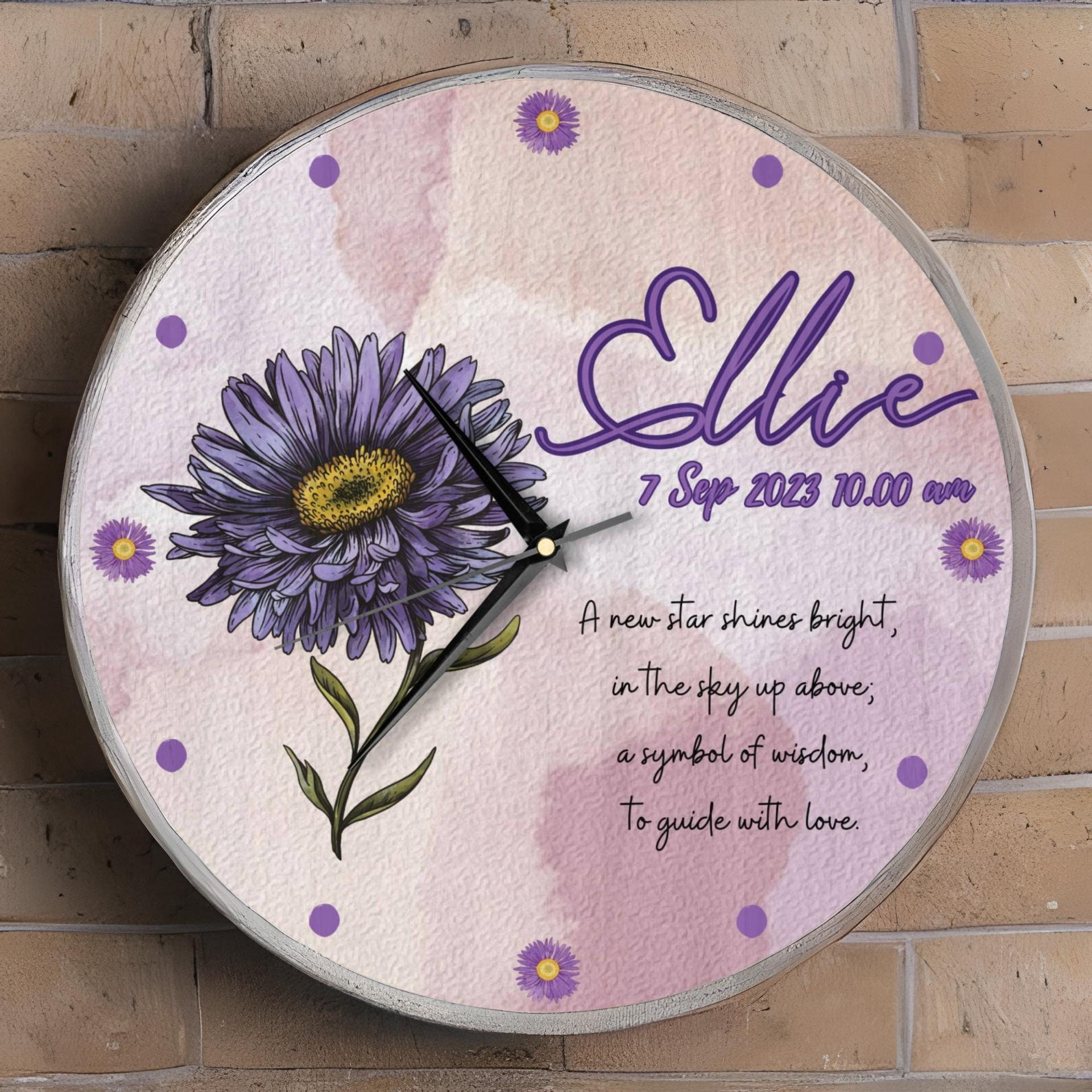 Personalized Birth Flower Wall Clock - Ideal Gift for Newborn Girls - Etsy
