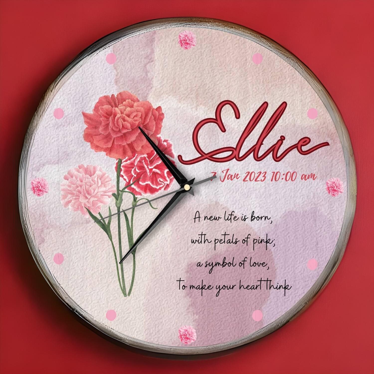 Personalized Birth Flower Wall Clock - Ideal Gift for Newborn Girls - Etsy
