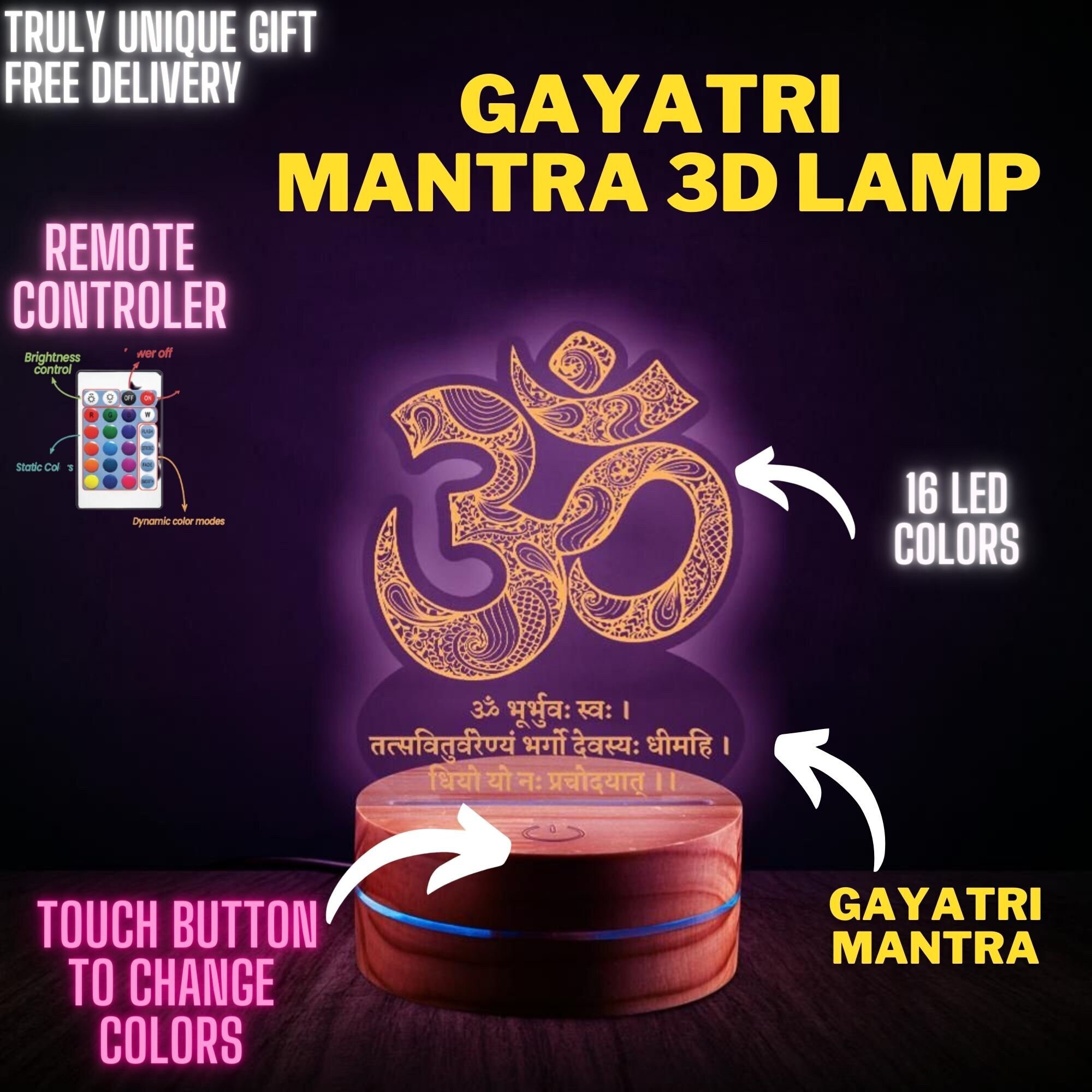 Gayatri Mantra Lamp Om Lamp Acrylic Light for Home or Work - Etsy