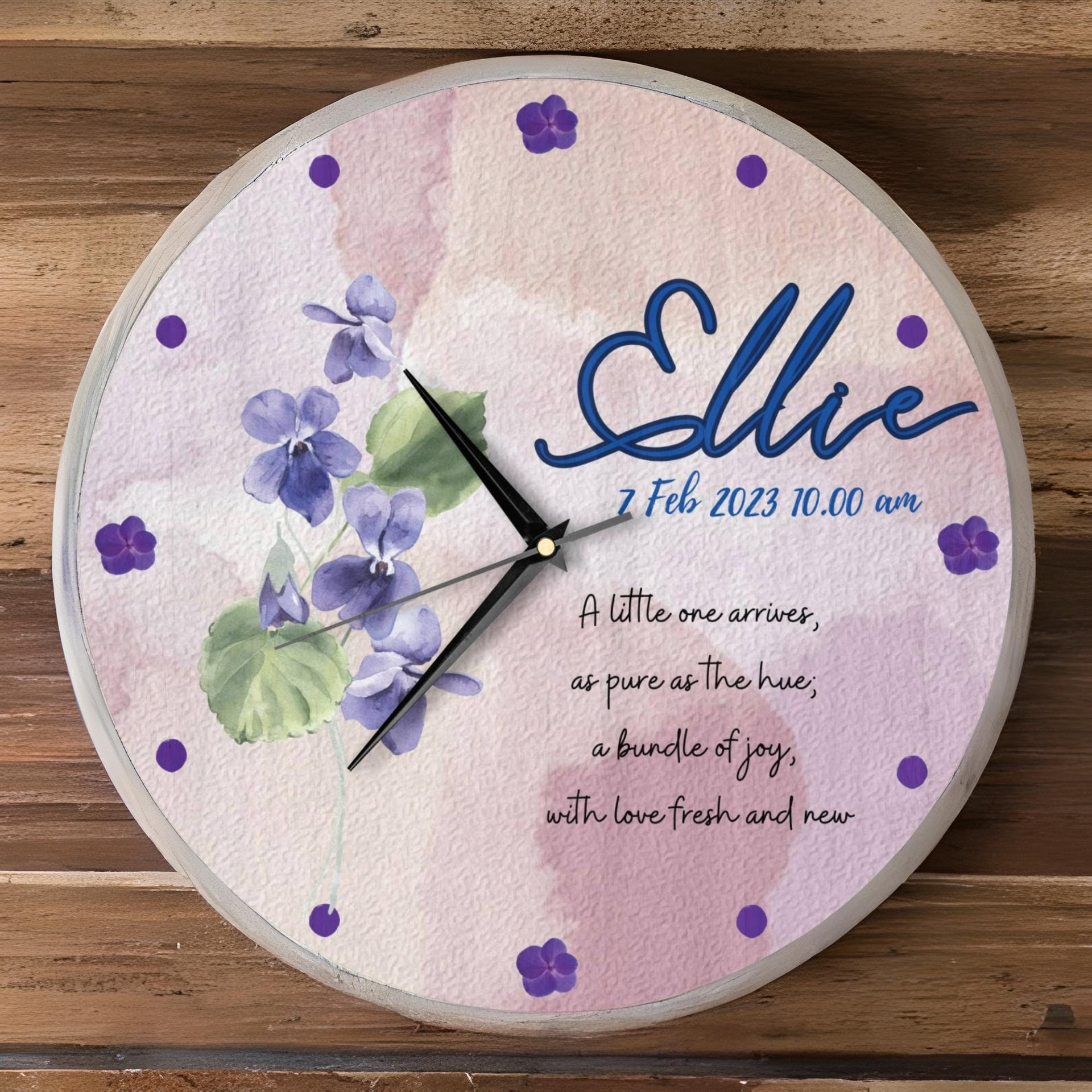 Personalized Birth Flower Wall Clock - Ideal Gift for Newborn Girls - Etsy