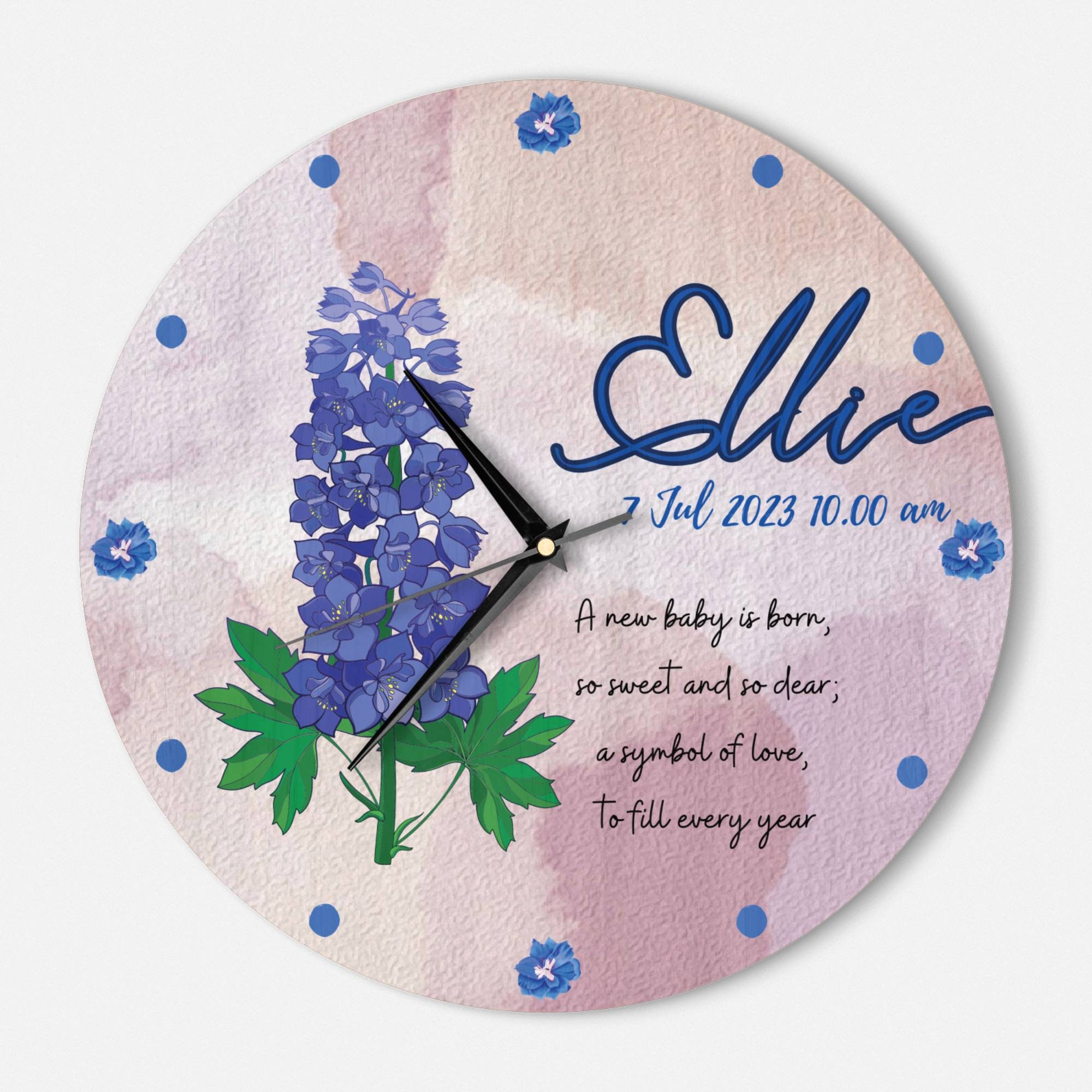 Personalized Birth Flower Wall Clock - Ideal Gift for Newborn Girls - Etsy