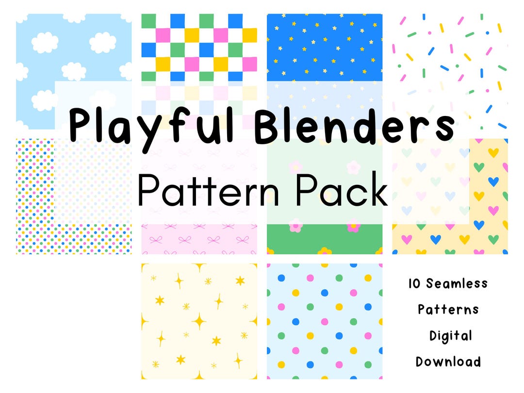 Playful Blender Patterns | Seamless Digital Paper Pack | Colorful ...