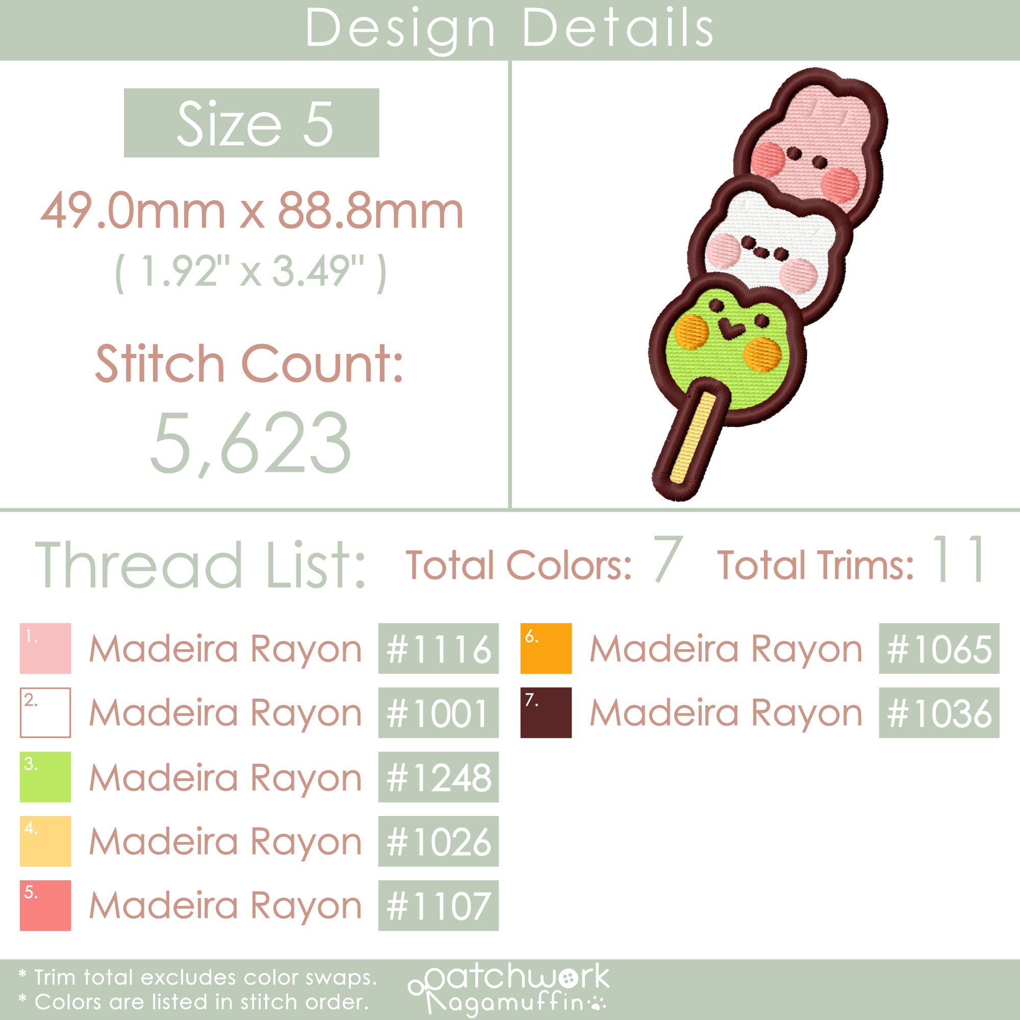 DIGITAL DOWNLOAD - Animal Dango - Animal Sweets Theme - Machine ...