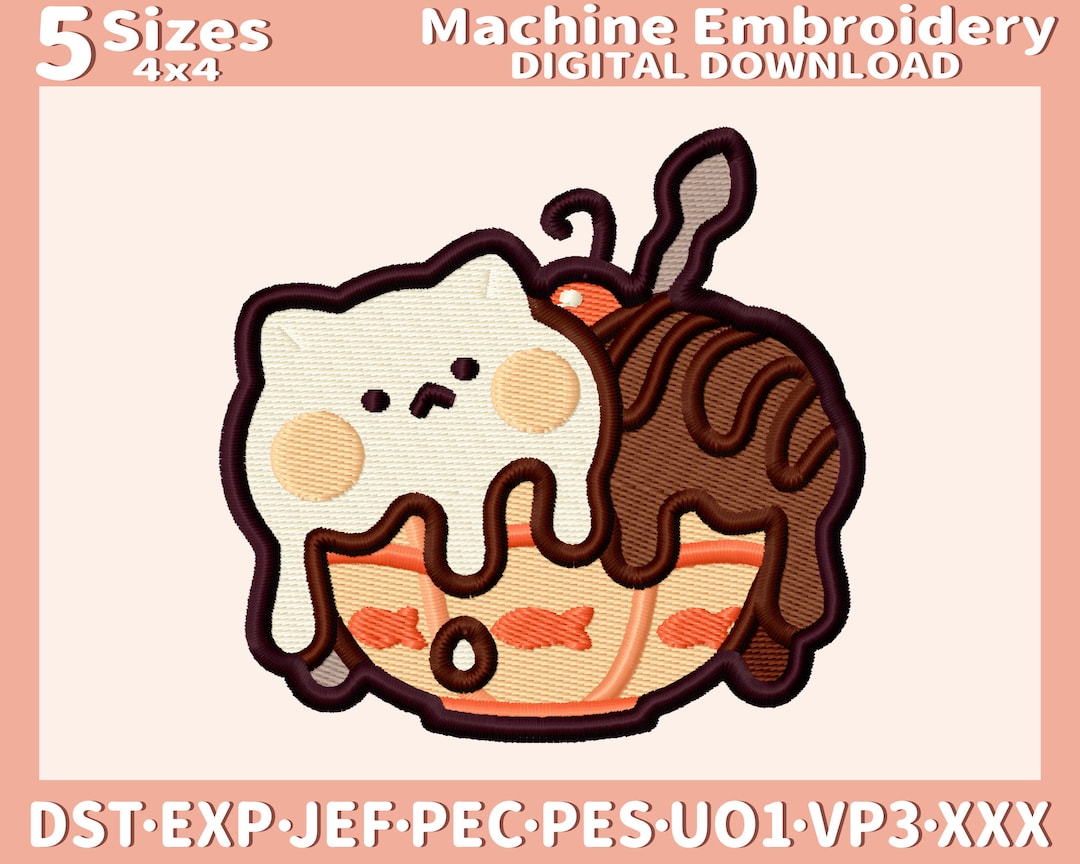 DIGITAL DOWNLOAD Cat Sundae Animal Sweets Theme Machine Embroidery ...