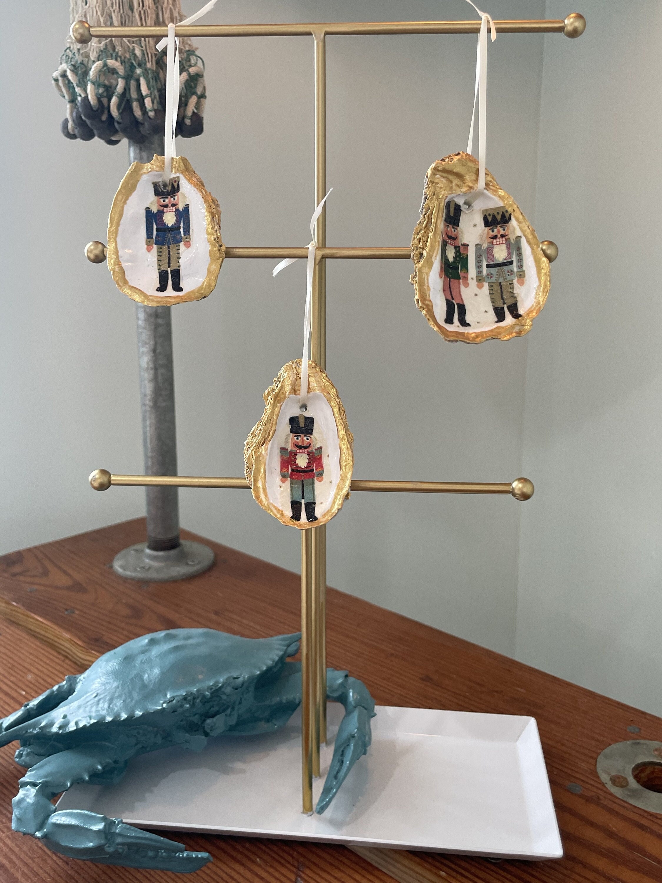 3 Christmas Nutcracker Oyster Shell Ornaments - Etsy