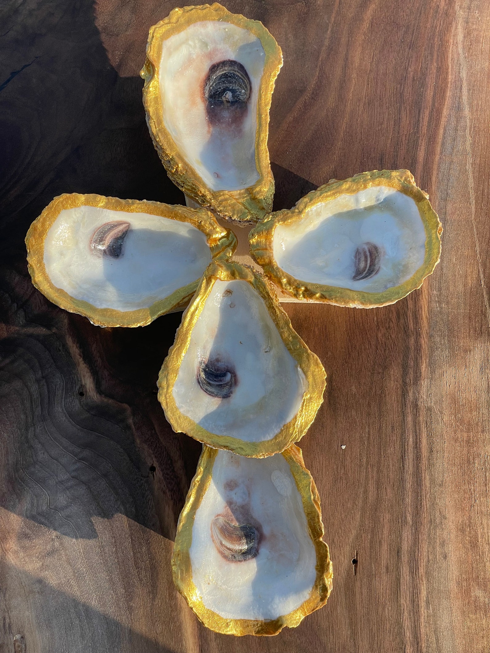 Gold Oyster Shell Cross - Etsy