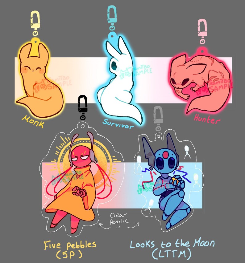 Rain World Acrylic Charms set 1 /// Looks to the Moon Five - Etsy