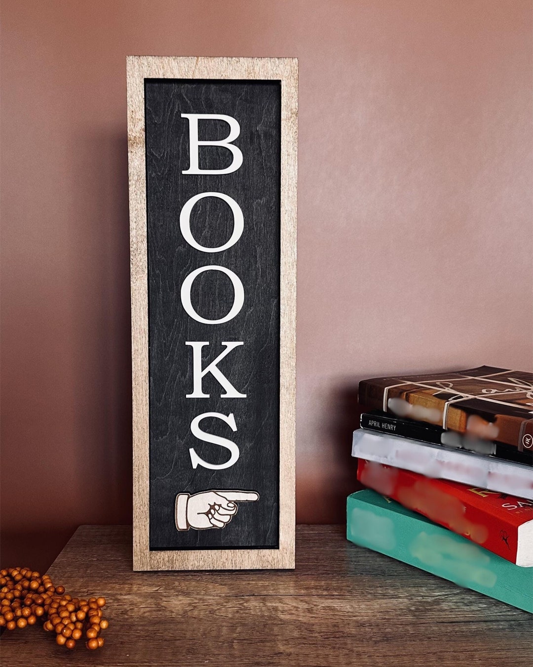Book Shelf Decor for Bibliophiles Bold Wooden Sign for Personal ...