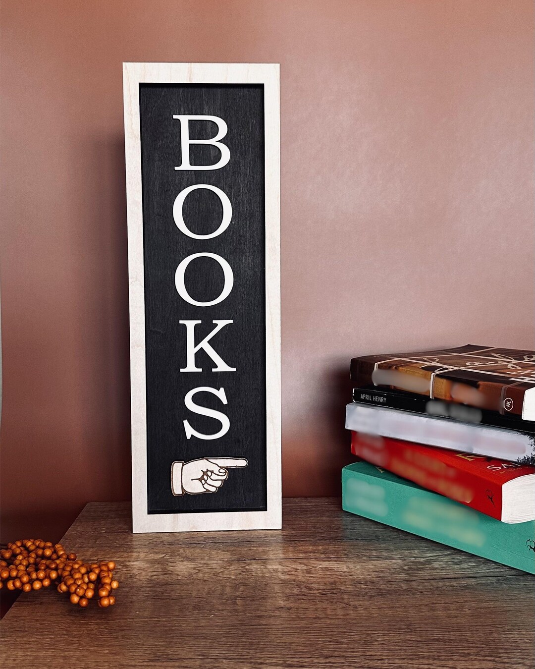 Book Shelf Decor for Bibliophiles Bold Wooden Sign for Personal ...