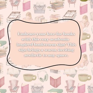 Cozy Minimal Themed Bookworm Sign | Library Sign | Book Nook Decor ...