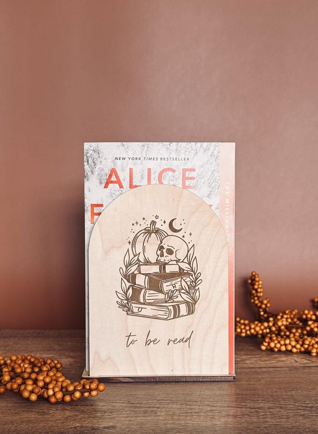 Gothic TBR Book Stand With Skeleton & Pumpkin Design | Wooden to Be ...