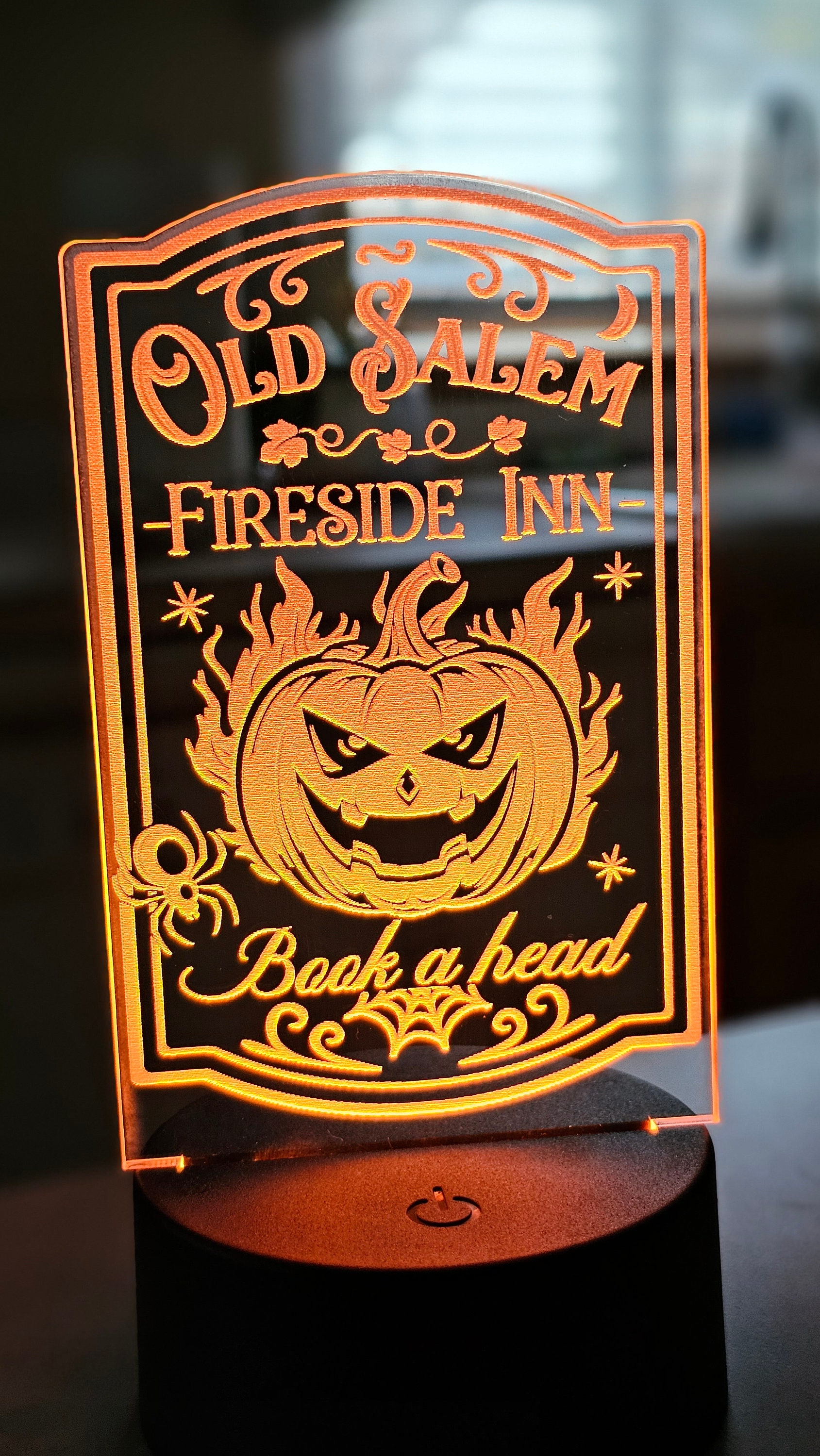 Spooky Halloween LED Sign Depicting a Haunted Mansion, Pumpkin and ...