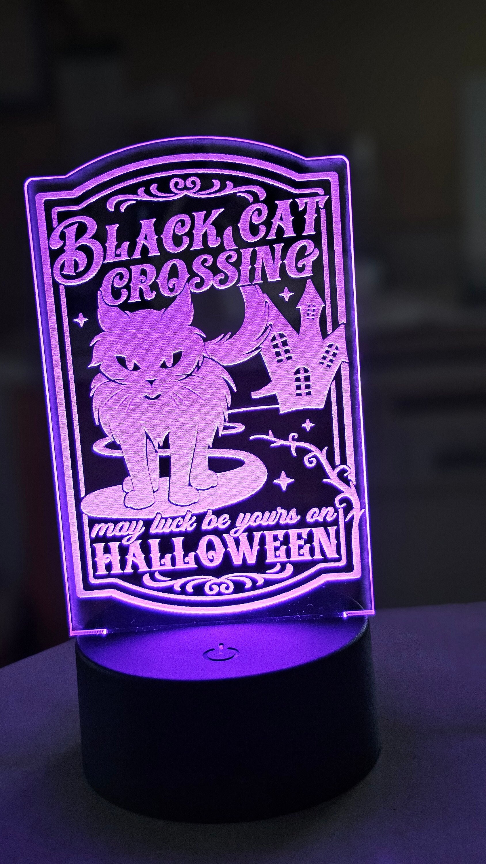 Spooky Halloween LED Sign Depicting a Haunted Mansion, Pumpkin and ...