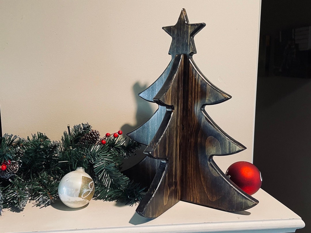 Wood Christmas Tree Decor Dark Walnut - Etsy