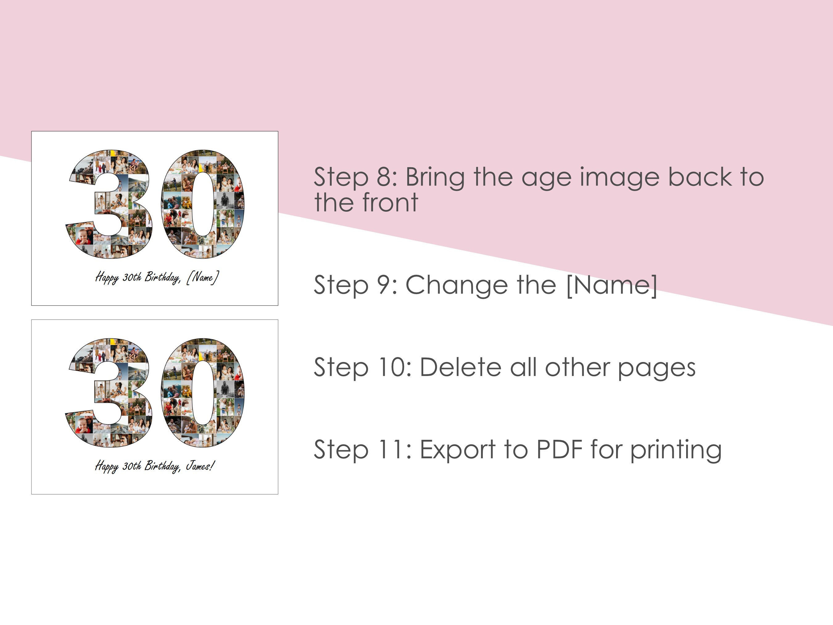 Photo Collage Age Sign Template, Microsoft Publisher, Custom Brithday ...