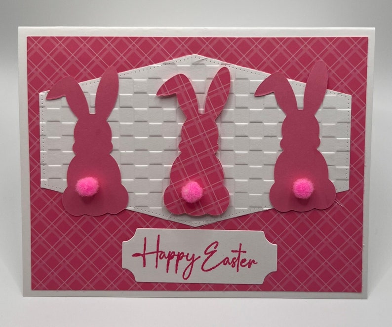 Handmade Easter Card: Pink Bunny Design, Blank Inside (A2) - Etsy