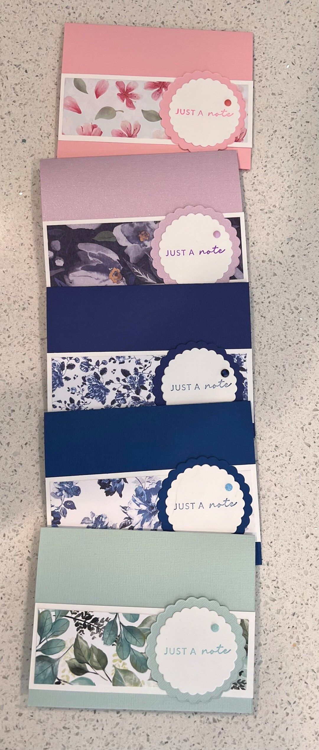 Set of 5! Just a Note Handmade Greeting Cards Notecard. Shipping ...