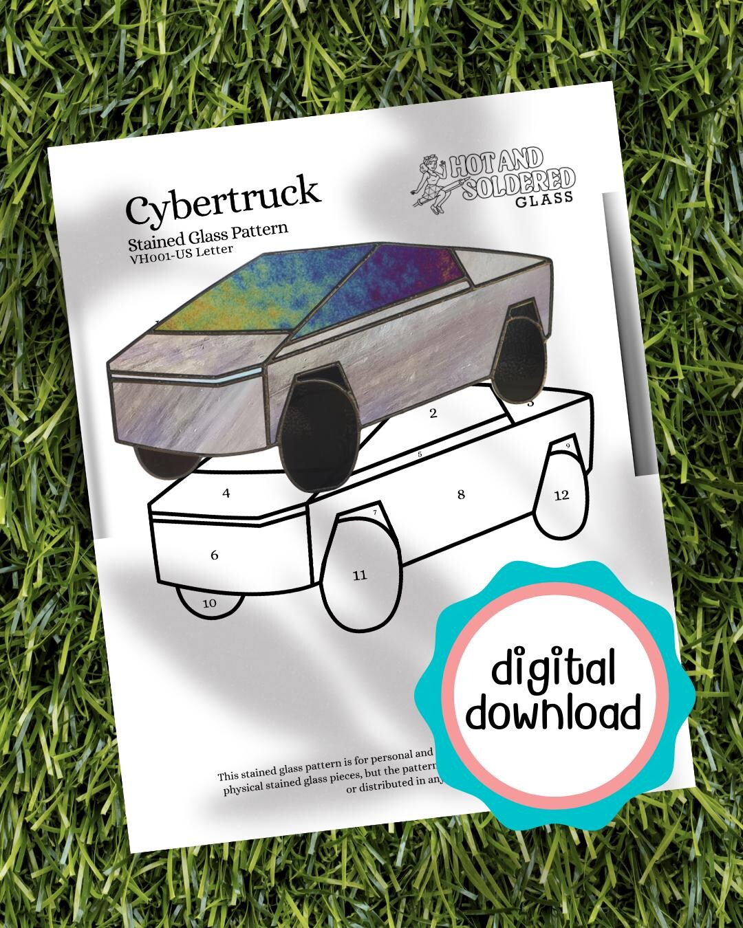 Cybertruck Stained Glass Template | PDF + PNG Pattern for Vinyl Cutting ...