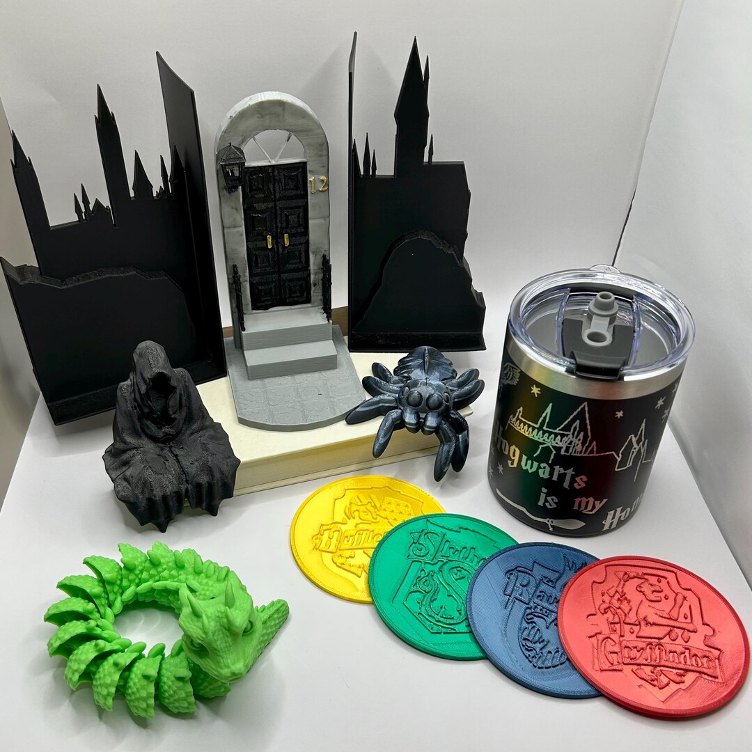 Wizarding Bookshelf Bundle | Bookends | Book Nook | Tumbler | Coasters ...