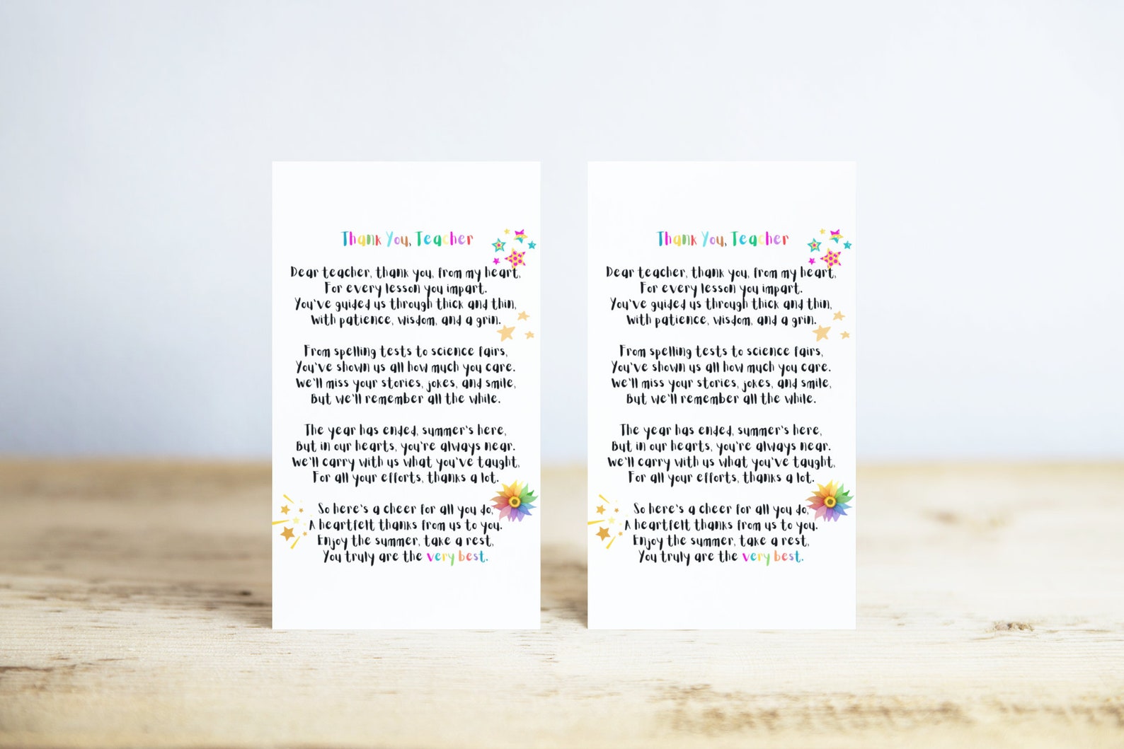 Printable Teacher Appreciation Card: Heartfelt Thank You (downloadable ...