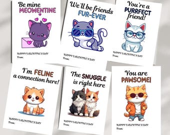 Printable Dog and Cat Valentine's Day Cards, Classroom Valentine's Day ...