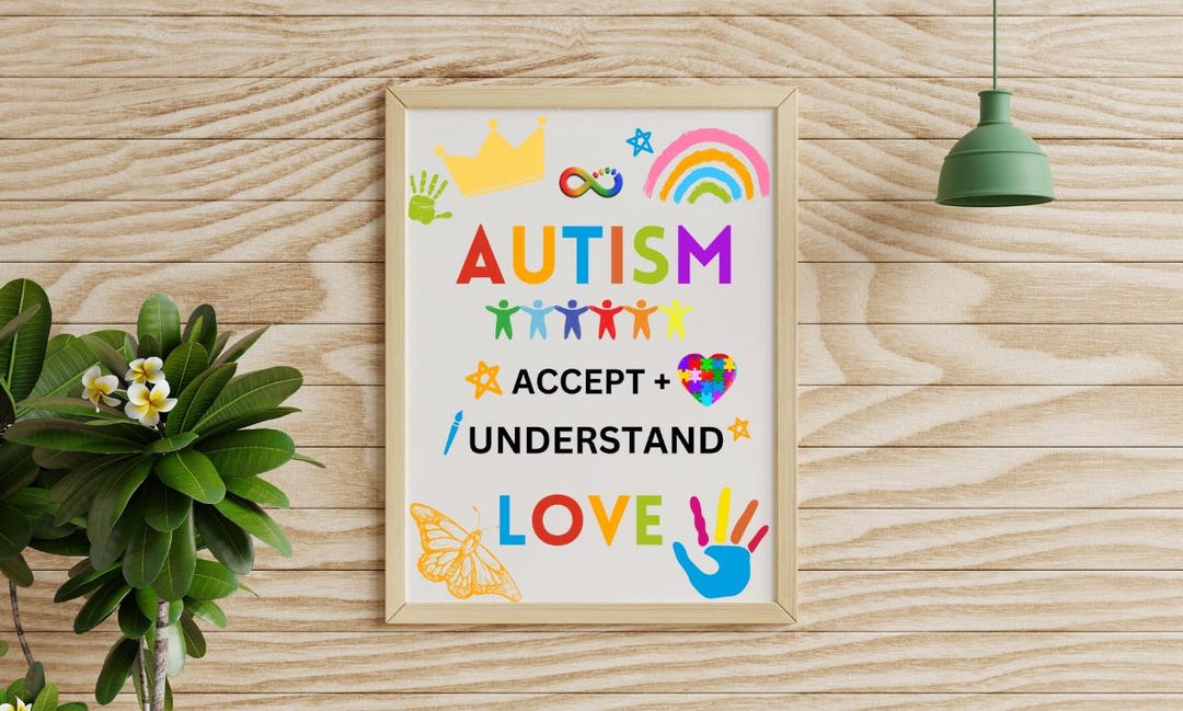 Autism Awareness Poster: Accept Understand Love, Neurodiversity Decor ...
