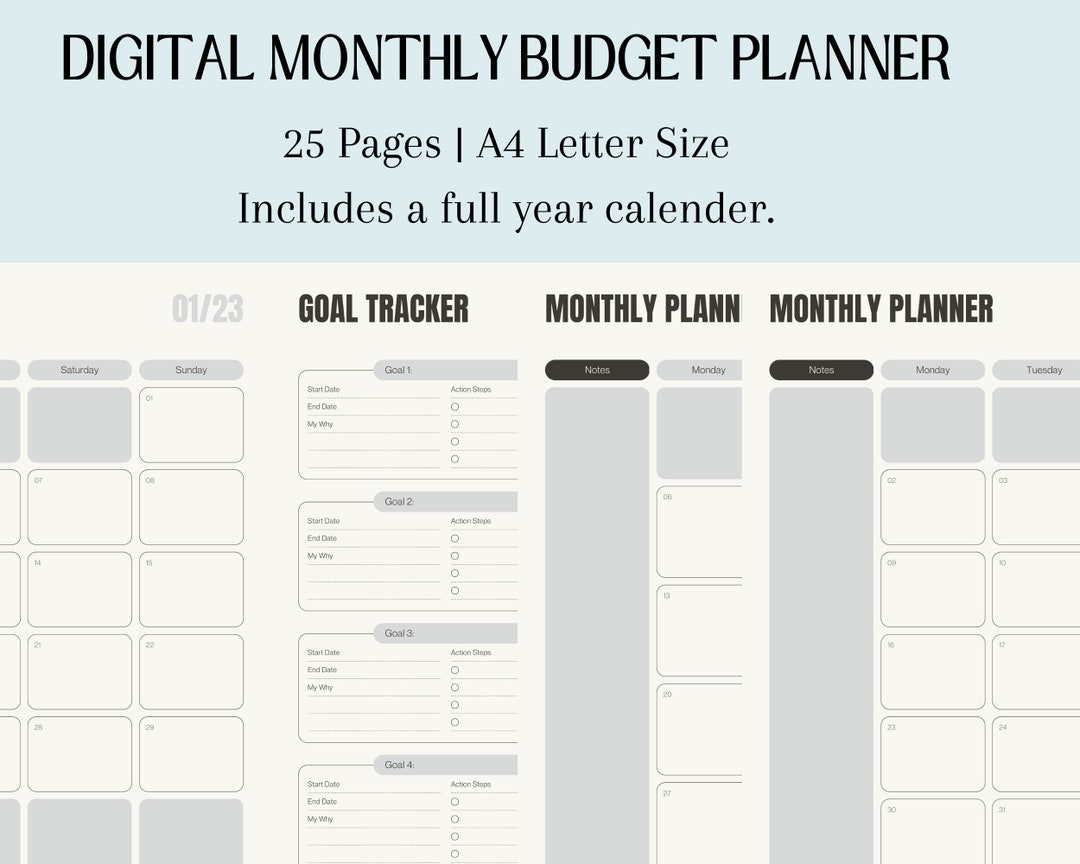 Minimalist Monthly Budget Planner: Finance Tracker (digital Download ...