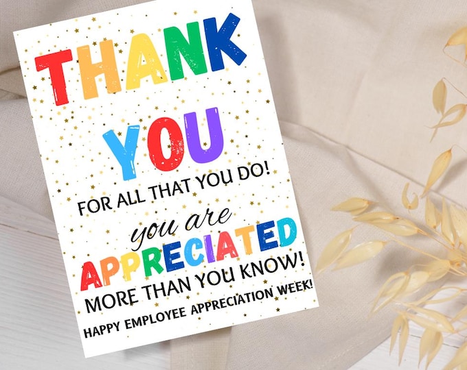 Employee Appreciation Notes, Printable Mini Coworker Thank You Cards ...