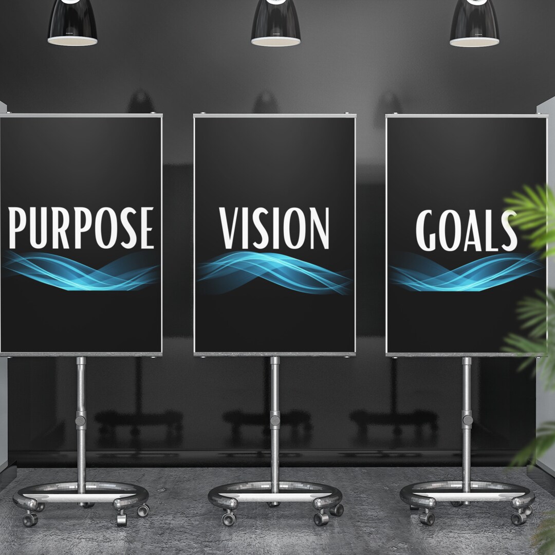 Purpose Vision Goals Print Set: Black and White Motivational Office ...