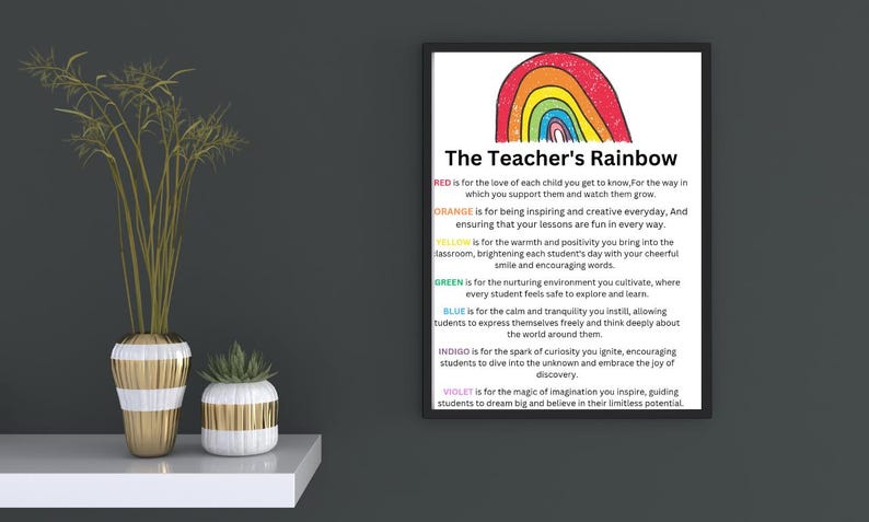 Teacher's Rainbow Poem Printable Wall Art: Appreciation Gift (PDF) - Etsy