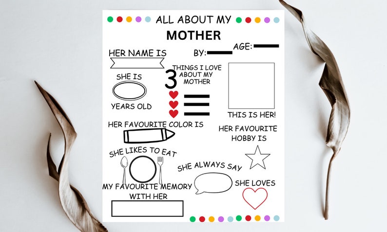 All About My Mom Printable, Mom Questionnaire, Mom Gift for Mothers Day ...