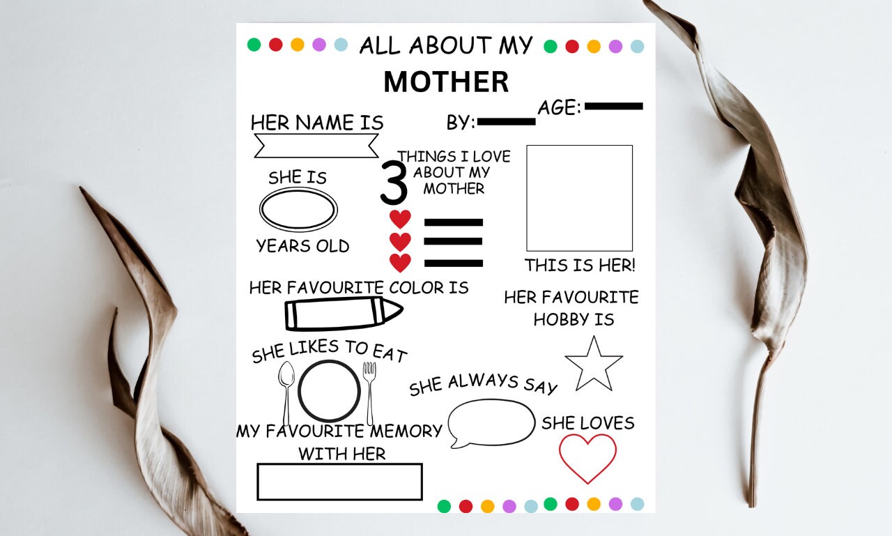 All About My Mom Printable, Mom Questionnaire, Mom Gift for Mothers Day ...