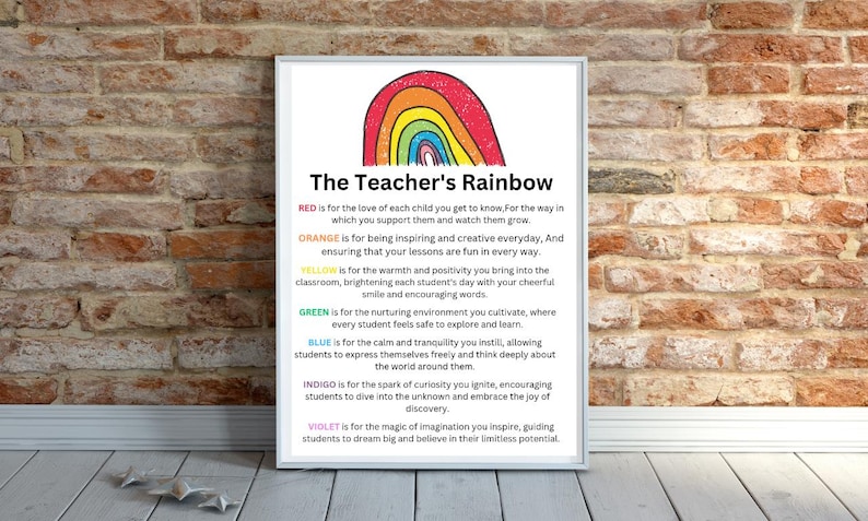 Teacher's Rainbow Poem Printable Wall Art: Appreciation Gift (PDF) - Etsy