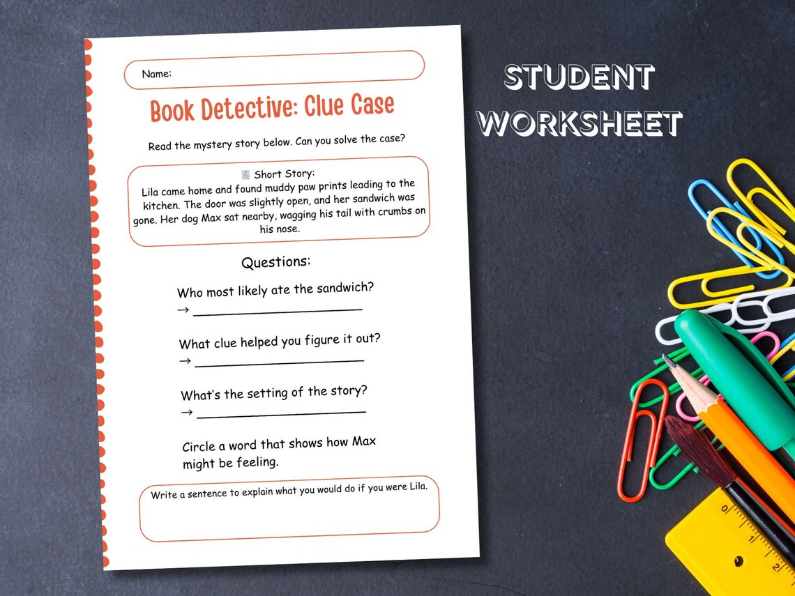 Reading Comprehension Mystery Worksheet: Inference Activity Grades 3-6 ...