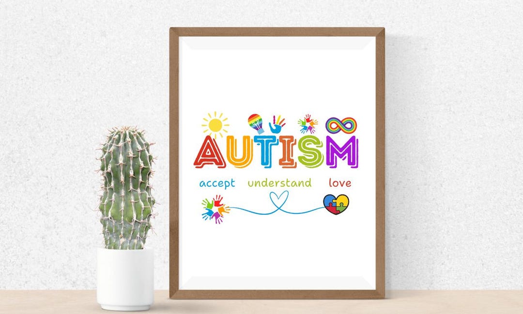 Autism Accept Understand Love Wall Art, Autism Awareness Wall Art ...
