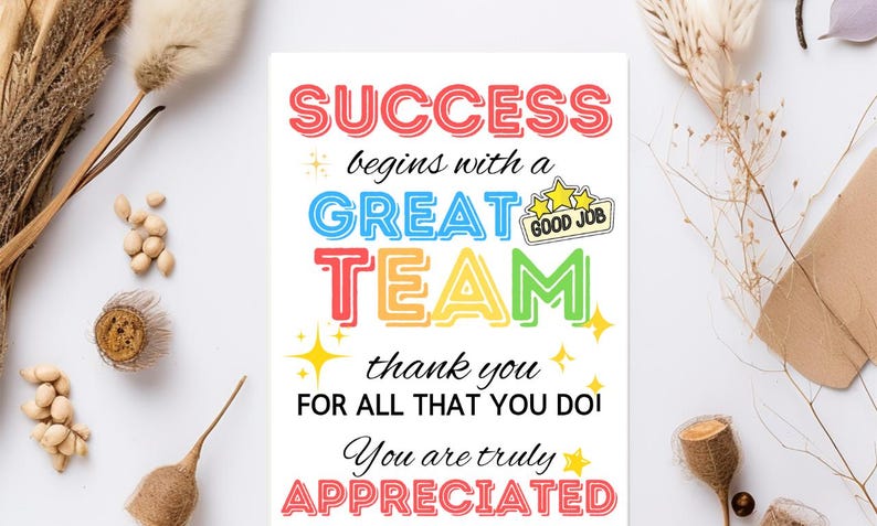 Team Appreciation Card: Printable Employee Thank You (instant Download ...