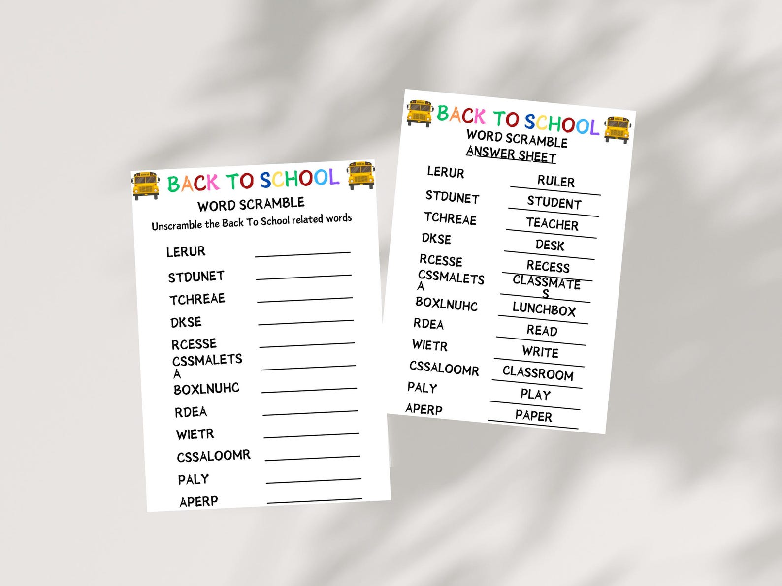 Back to School Word Scramble, First Day of School Activities ...