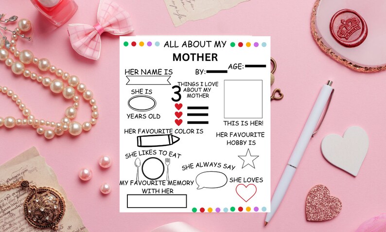 All About My Mom Printable, Mom Questionnaire, Mom Gift for Mothers Day ...