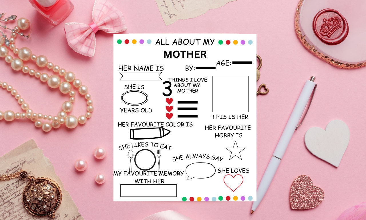 All About My Mom Printable, Mom Questionnaire, Mom Gift for Mothers Day ...