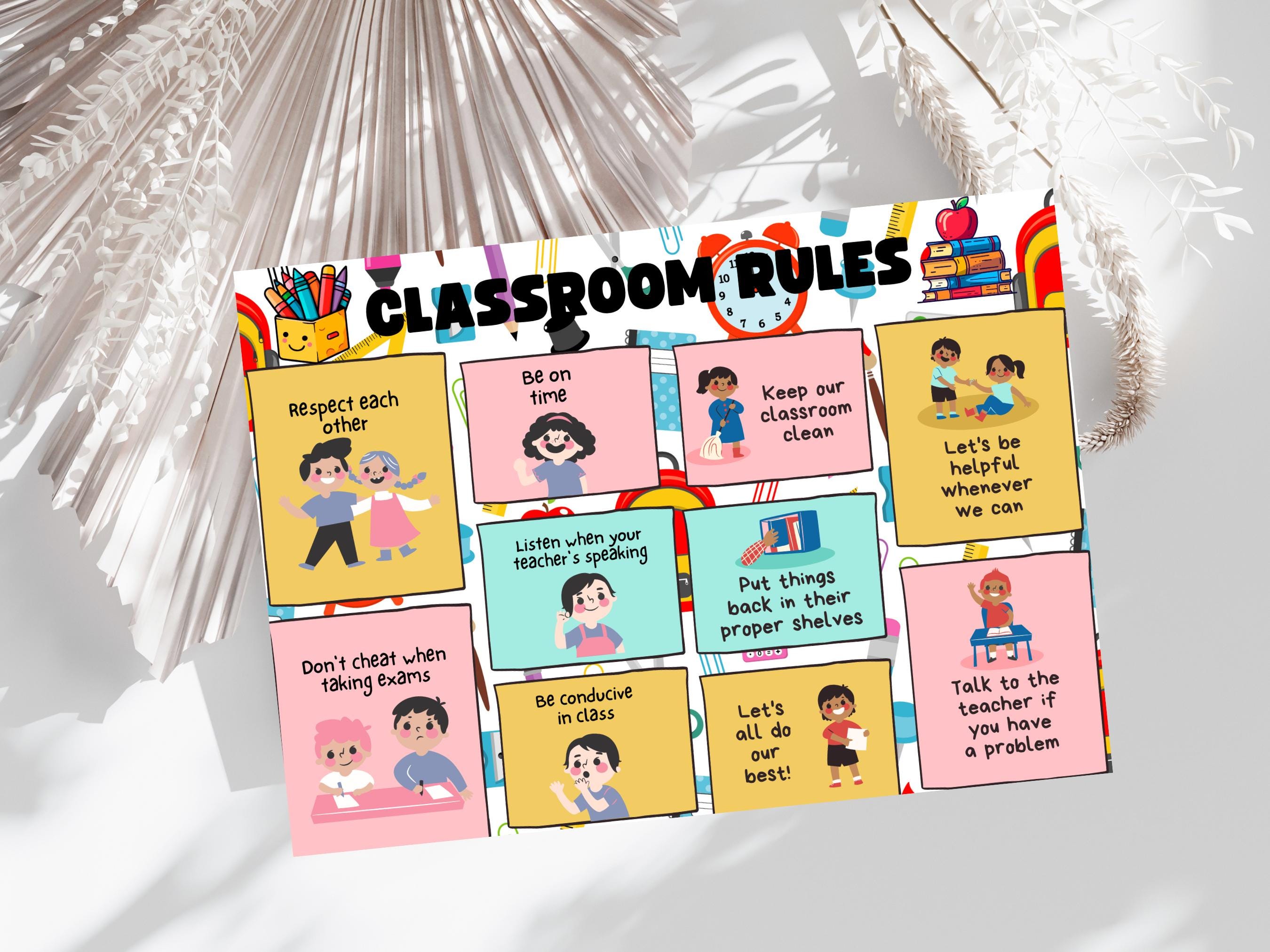 Printable Classroom Rules, Classroom Expectations Poster, Classroom ...